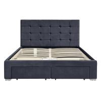 China 4 Drawer Cream Crushed Velvet Bed Frame Double Size OEM ODM for sale