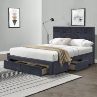 China 4 Drawer Cream Crushed Velvet Bed Frame Double Size OEM ODM for sale