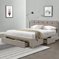 China 4 Drawer Cream Crushed Velvet Bed Frame Double Size OEM ODM for sale