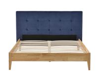 China Sunny Blue Linen Fabric Bed Frame With Headboard CE Certification for sale