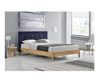 China Sunny Blue Linen Fabric Bed Frame With Headboard CE Certification for sale