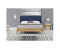 China Sunny Blue Linen Fabric Bed Frame With Headboard CE Certification for sale