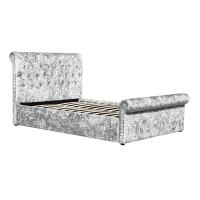 China Crush Velvet  Gas Lift Storage Bed OEM Silver Upholstered Double Bed Frame for sale