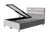China Winged Upholstered Gas Lift Storage Bed Frame Tufted Velvet Fabric Headboard With Storage for sale