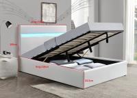 China Crushed Velvet Gas Lift Storage Bed Modern Upholstered Grey With LED Light for sale