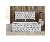 China Ottoman Gray Velvet Tufted Storage Bed Frame Gas Lift OEM ODM for sale