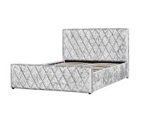 China Ottoman Gray Velvet Tufted Storage Bed Frame Gas Lift OEM ODM for sale