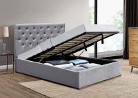 China Mechanism Ottoman Gas Lift Storage Bed Fabric Upholstered Storage Bed ODM for sale