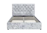 China Crushed Silver Velvet Gas Lift Up Storage Bed Soft Bedroom Furniture BSCI for sale