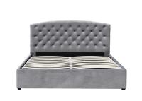 China Slatted Gas Lift Storage Bed Double King Size Unadjustable Fabric Upholstered Sleigh Bed for sale