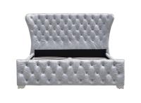 China Crushed Velvet Double Home Furniture Bed Frame With Buttons for sale