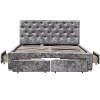 China Queen Size Double Upholstered Ottoman Bed Frame With 4 Drawers OEM ODM for sale