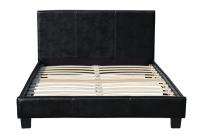 China 8 Inch Lisbon Double Bed Black Faux Leather Frame Medium White Upholstery for sale