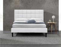 China White King Upholstered Storage Bed PU Square Tufted Headboard Bed Frame 140X190Cm for sale
