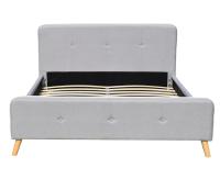 China Customized Children Upholstered Bed Button Tufted With Fabric Light Grey Easy Assemble for sale