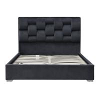 China Customized Double Size Velvet Fabric Bed Frame With Tufted High Headboard for sale
