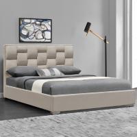 China Customized Double Size Velvet Fabric Bed Frame With Tufted High Headboard for sale