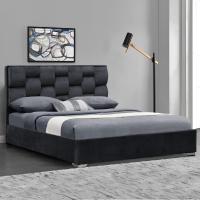China Customized Double Size Velvet Fabric Bed Frame With Tufted High Headboard for sale