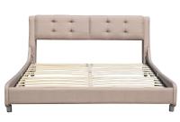 China OEM Modern Queen Size Upholstered Platform Bed Frame Linen Fabric Bedroom for sale