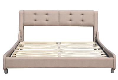 China OEM Modern Queen Size Upholstered Platform Bed Frame Linen Fabric Bedroom for sale