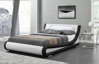 China Modern LED Upholstered Bed Queen Size Platform Bed Frame With Speakers for sale