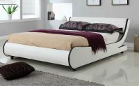 China Curve King Size LED Upholstered Bed Frame White PU 140x200CM for sale