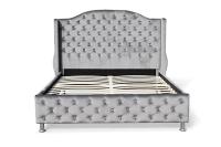 China Metal Leg Gas Lift Queen Bed Frame Tufted Headboard Footboard Velvet for sale
