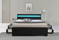 China White Faux Leather Upholstered Platform Storage Bed Frame With LED for sale