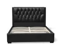 China 160*200cm PU Tufted Headboard Queen Bed Frame Black Plastic Leg for sale