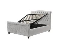 China Full Size Upholstered Headboard Platform Bed Frame Light Gray OEM ODM for sale