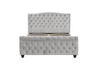 China Full Size Upholstered Headboard Platform Bed Frame Light Gray OEM ODM for sale