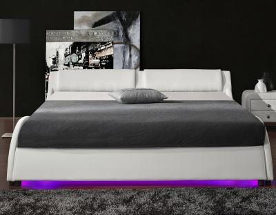 China 2 LED Light Bed Frame Double Size Upholstered Platform PU Leather for sale