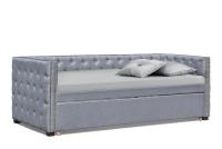 China Fabric Upholstered Trundle Daybed With Bronze Stud Single Plywood for sale