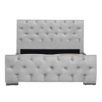 China Tufted Velvet Upholstered Wood Frame Bed Wtih Cristal Button Headboard for sale