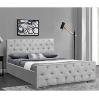 China Tufted Velvet Upholstered Wood Frame Bed Wtih Cristal Button Headboard for sale