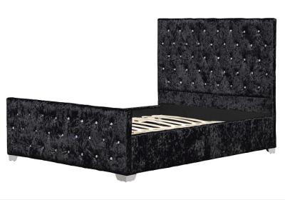 China BSCI Upholstered Bed Frame With Diamond Headboard European Style Customized for sale
