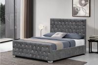 China BSCI Upholstered Bed Frame With Diamond Headboard European Style Customized for sale