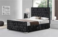 China BSCI Upholstered Bed Frame With Diamond Headboard European Style Customized for sale