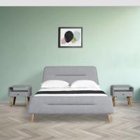 China Trapezoidal Headboard Linen Fabric Bed for sale
