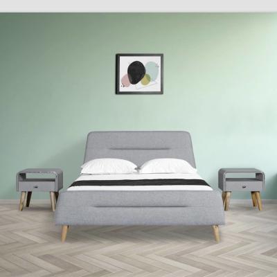 China Trapezoidal Headboard Linen Fabric Bed for sale
