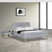 China Trapezoidal Headboard Linen Fabric Bed for sale
