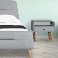 China Trapezoidal Headboard Linen Fabric Bed for sale