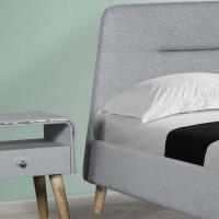 China Trapezoidal Headboard Linen Fabric Bed for sale
