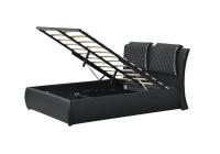 China Plywood Bendwood Double Faux Leather Bed With Storage CE Certification for sale
