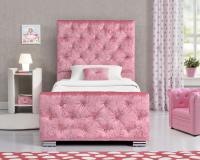 China Cute Children Upholstered Storage Platform Bed Frame Single Size With Crushed Velvet for sale