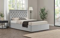 China King Size Platform Tufted Upholstered Bed Frame With Buttons Headboard for sale