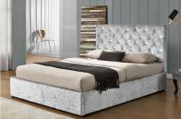China King Size Platform Tufted Upholstered Bed Frame With Buttons Headboard for sale
