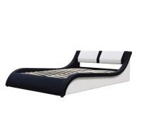 China Air Lift Contemporary Velvet Upholstered Bed Faux Leather Curved PU Headboard for sale