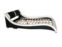 China Air Lift Contemporary Velvet Upholstered Bed Faux Leather Curved PU Headboard for sale
