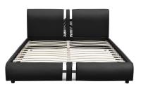 China Fashion Stainless Steel Bar Hearboard And Footboard Black PU  Bed Frame 160*200 for sale